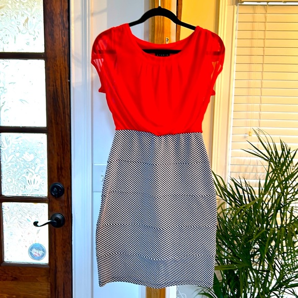 Dresses | Enfocus Studio Career Suit Dress Sz 6 Red Black White Polka ...